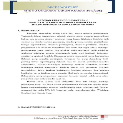 Contoh LPJ Kegiatan Workshop | DOCX