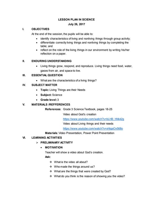 Grade 3 COT Science living things and non living things.docx