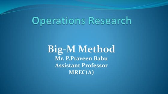 Big-M Method Presentation | PPT