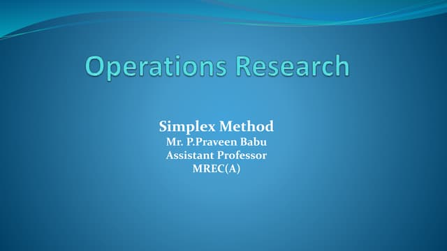 Lp Model Simplex Method Ppt 2991