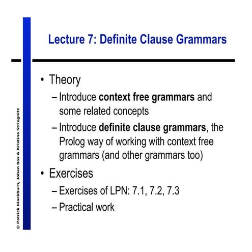 Lecture 7: Definite Clause Grammars | PDF