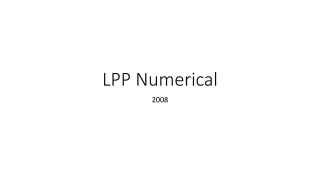 Lpp Numerical Ppt