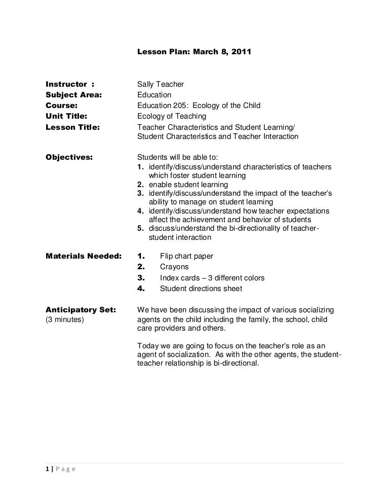 Sample Lesson Plan