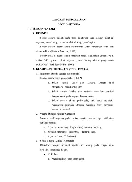 Konsep Dasar Sectio Caesarea | PPTX