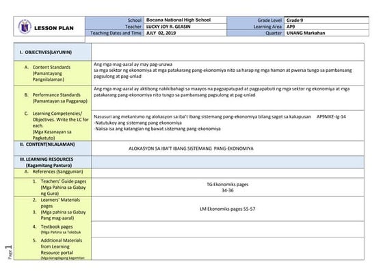 AP 9 LESSON PLAN | DOCX