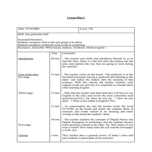 Lesson Plans - First Unit | DOCX