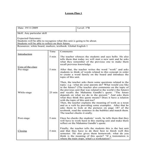 Lesson Plans - Second Unit | DOCX