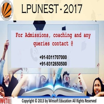 LPU NEST 2017 APPLICATION FORM, ELIGIBILITY, RESULT AND ADMIT CARD | PPT