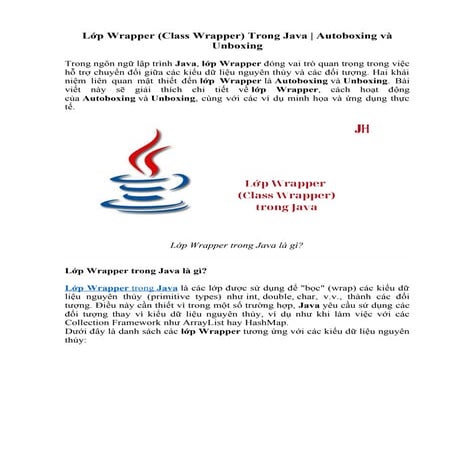 Lớp Wrapper (Class Wrapper) Trong Java | Autoboxing và Unboxing | DOCX
