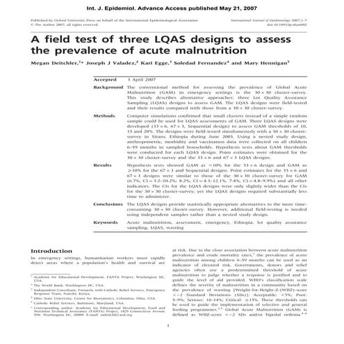 An Update of Lot Quality Assurance Sampling (LQAS) Technologies Handout ...