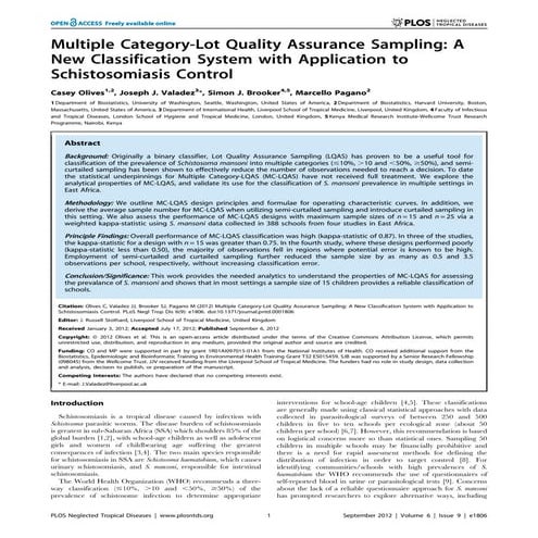 An Update of Lot Quality Assurance Sampling (LQAS) Technologies Handout ...
