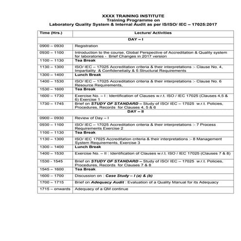 Lqms 4 day schedule-2017 | DOC