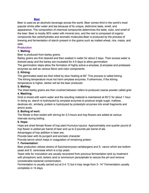 Industrial production Alcoholic beverages | PPTX