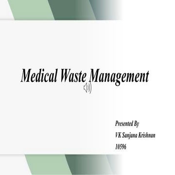 Medical Waste Management in hospitals and importance of public health ...