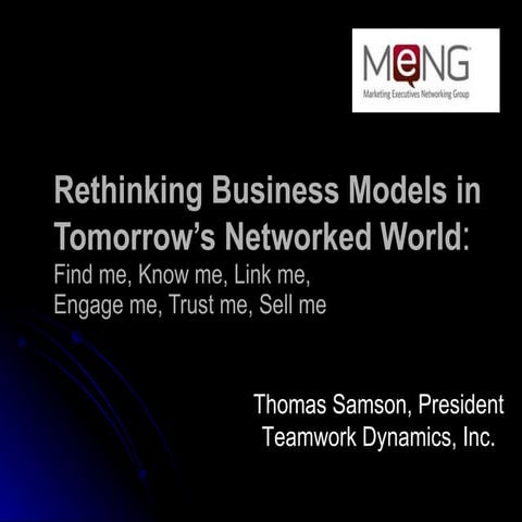 Rethinking Business Models in a Networked World | PPT