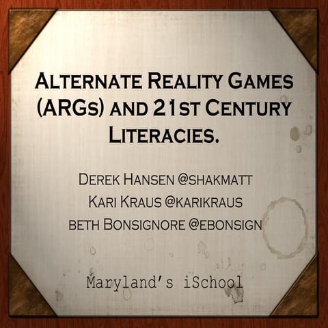 Library Research Seminar V Alternate Reality Games Panel | PPT