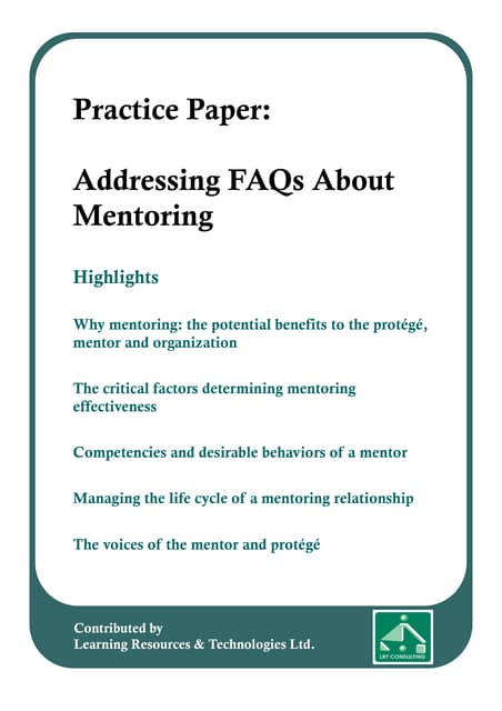How to Effectively Mentor in the Workplace | PDF