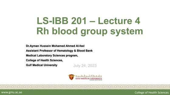 Rh Blood Group System | PPT