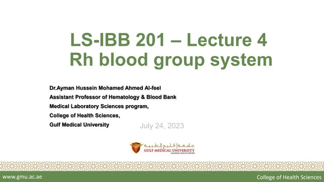 Rh Blood Group System | PPT