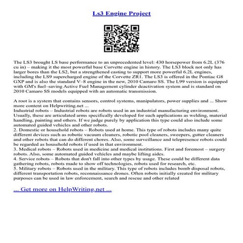 Ls3 Engine Project | PDF