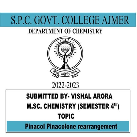 Pinacol pinacolone rearrangement ppt. | PPTX
