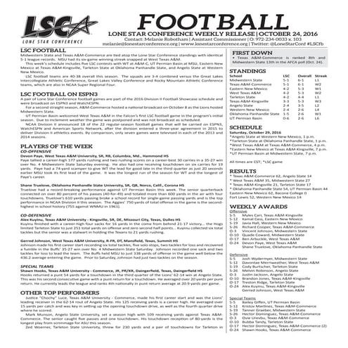 LSC Football Weekly Release (10/24/16) | PDF