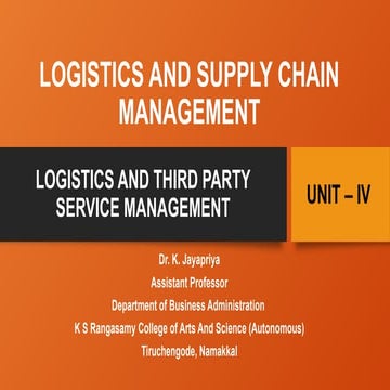 Logistics and Supply Chain management... | PPTX