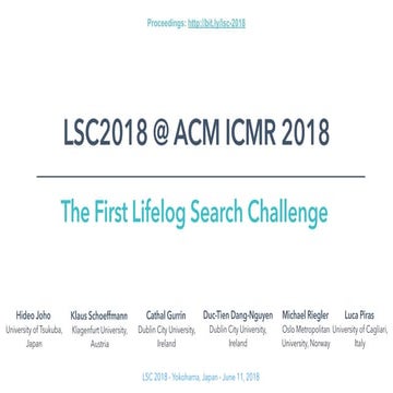 Welcome to the Lifelog Search Challenge (LSC2018) | PPT