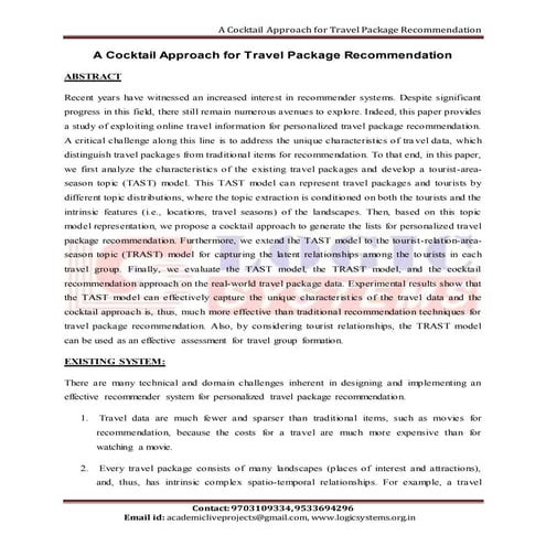 a cocktail approach for travel package recommendation | DOCX