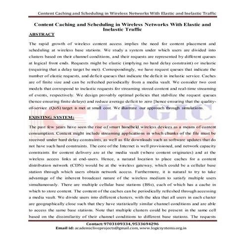 content caching and scheduling in wireless networks with elastic and inelastic traffic | DOCX ...