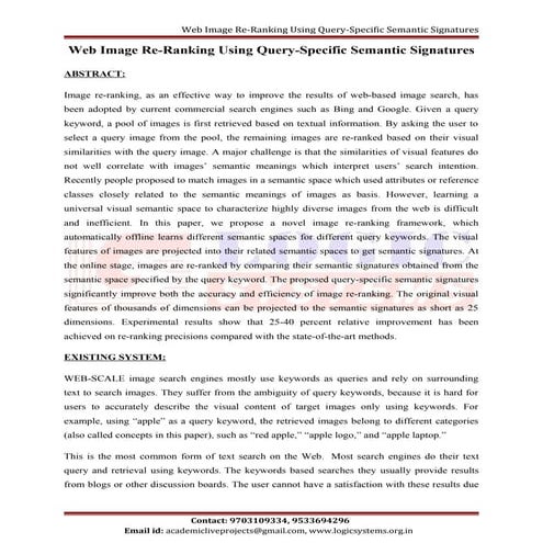 Web Image Re Ranking Using Query Specific Semantic Signatures Doc