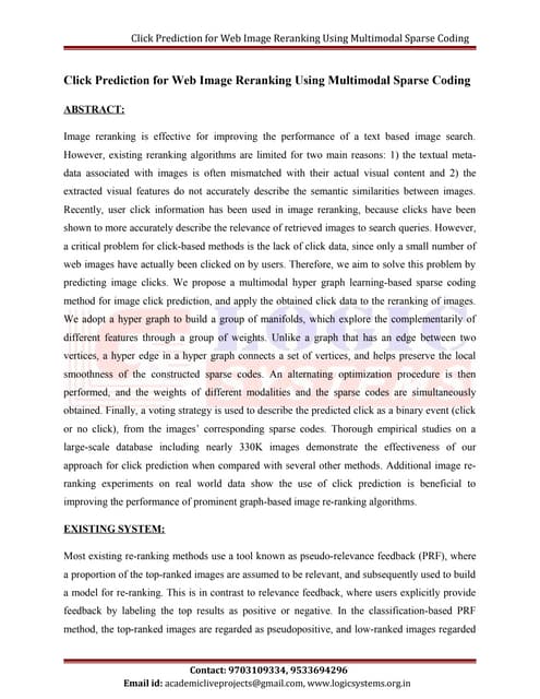 Click Prediction For Web Image Reranking Using Multimodal Sparse Coding 0849