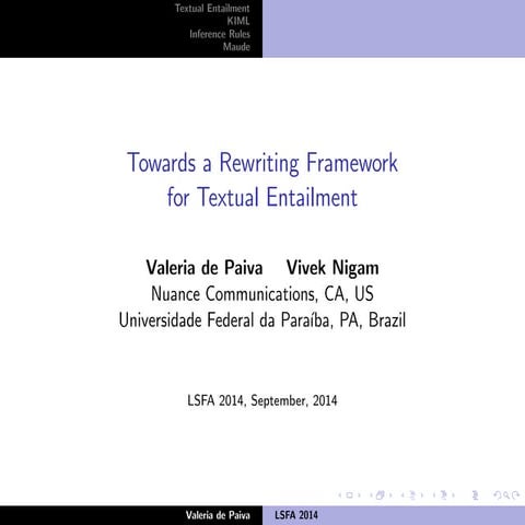 Towards a Rewriting Framework for Textual Entailment | PDF | Science