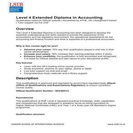 Level 4 Extended Diploma in Accounting | PDF