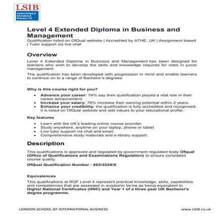 Level 5 Diploma in Business Management | PDF