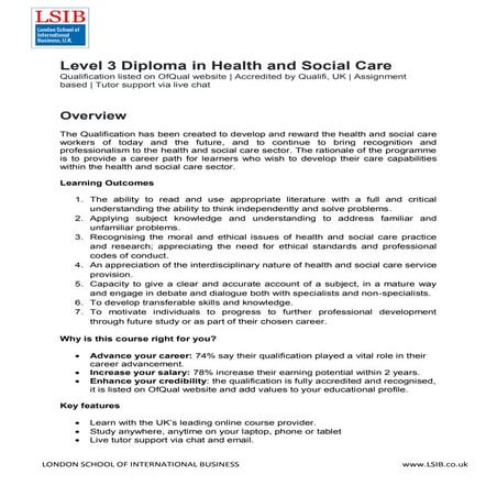 Level 3 Diploma in Health and Social Care | PDF