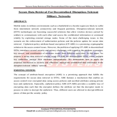 secure data retrieval for decentralized disruption-tolerant military networks | DOCX