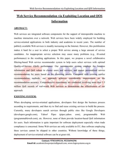 Personalized Qos Aware Web Service Recommendation And Visualization