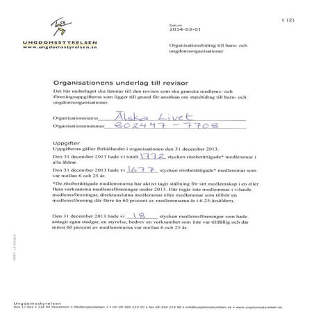 Älska livet 2014 - underlag till revisor | PDF