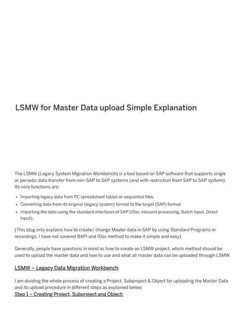 Lsmw step by- step | PDF