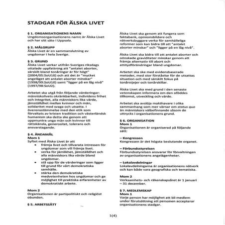Älska Livet - Stadgar - 2012 | PDF