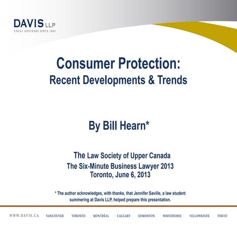 Consumer Protection: Recent Developments and Trends | PPT