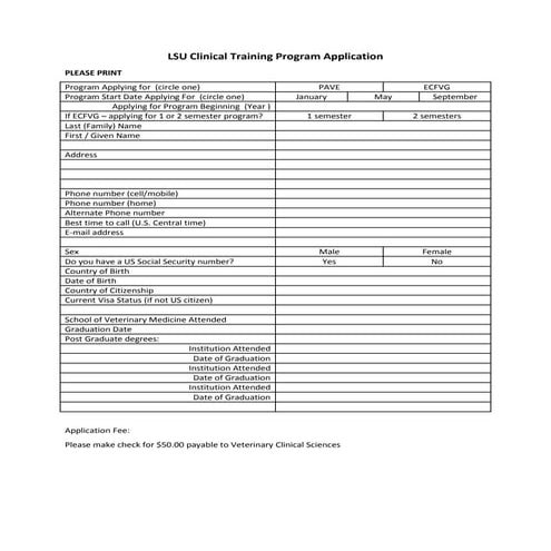 Lsu+clinical+training+program+application 1 | PDF