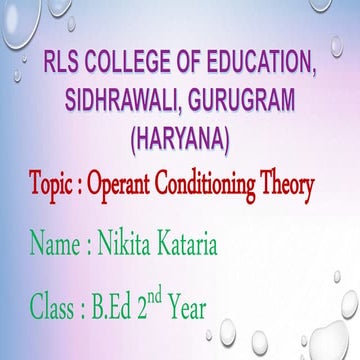 OPERANT CONDITIONING THEORY | PPTX