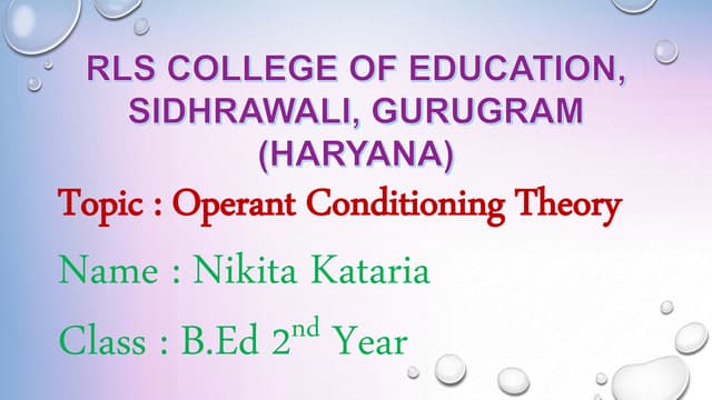 B. F. Skinner's Operant Conditioning | PPT
