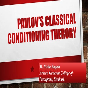 PAVLOV'S CLASSICAL CONDITIONING THEORY | PPTX