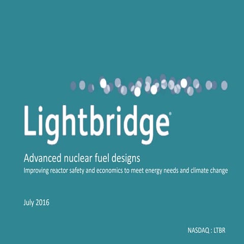 Lightbridge (NASDAQ:LTBR) Investor Presentation | PDF