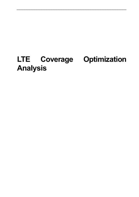Lte Coverage Optimization Analysis Docx Computer Networking Computing 5900