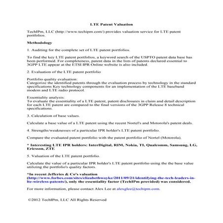 LTE Patent Valuation | PDF