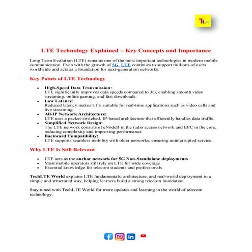 LTE Technology Explained – Key Concepts and Importance | TechLTE World ...